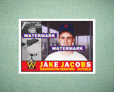 Jake Jacobs Washington Senators 1960 Style Custom Baseball Art Card | eBay