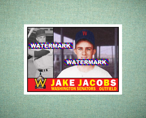 Jake Jacobs Washington Senators 1960 Style Custom Baseball Art Card | eBay