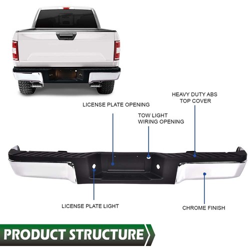 Truck Chrome Complete Rear Steel Bumper Assembly For 2009-2014 Ford ...
