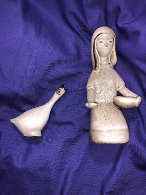Howard Pierce Ceramic Porcelain Girl Feeding Goose Figurine | eBay