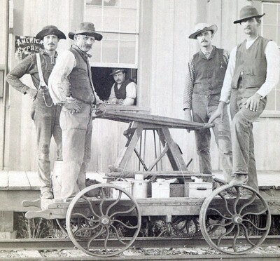 Railroad Handcar Work Crew with Lunch Pails Poster Picture Photo Print ...