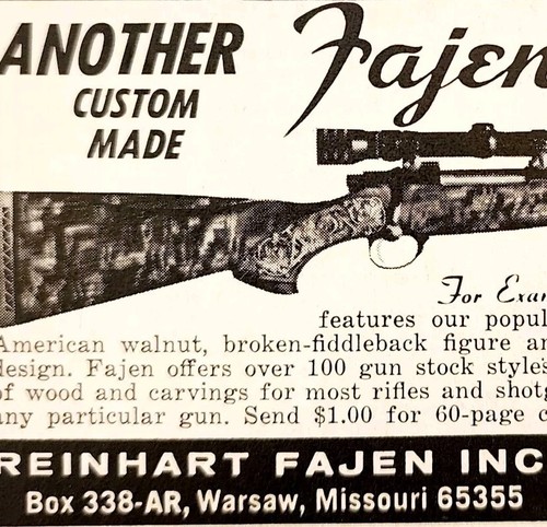 1968 Reinhart Fajen Inc Custom Gun Stock Design Advertisement Hunting ...
