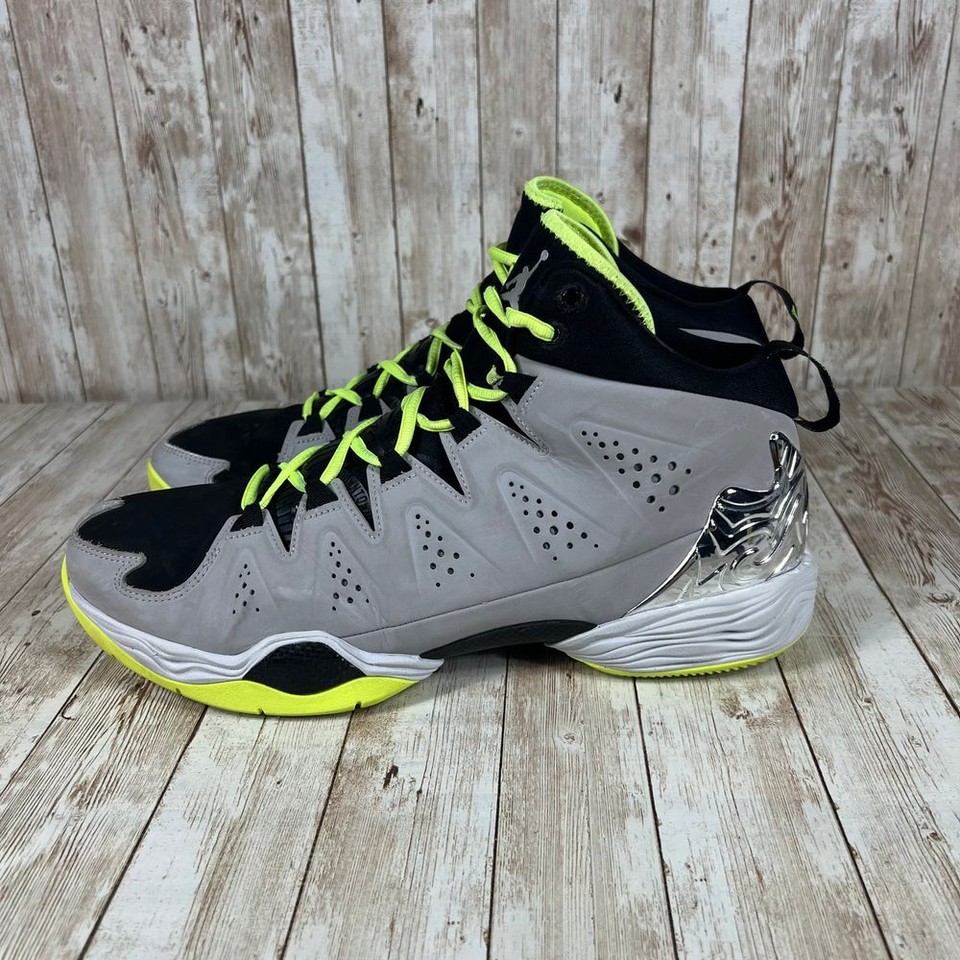 Jordan Melo Mens 12 Men's Basketball Gray Black Neon Yellow HighTop ...