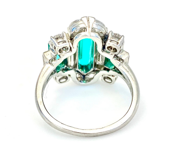 Fancy Cut Vivid Green 14.68CT Emerald With Old European Cut CZ Art Deco ...