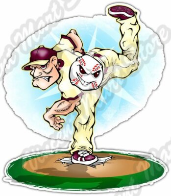 Pitcher Throw Baseball Sport Cartoon Car Bumper Window Vinyl Sticker ...