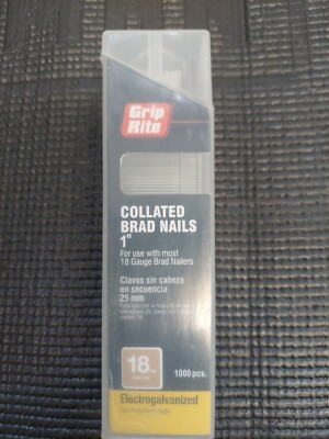 Grip-Rite 1 in. 18 Ga. Straight Strip Brad Nails Smooth Shank 1000 pk ...