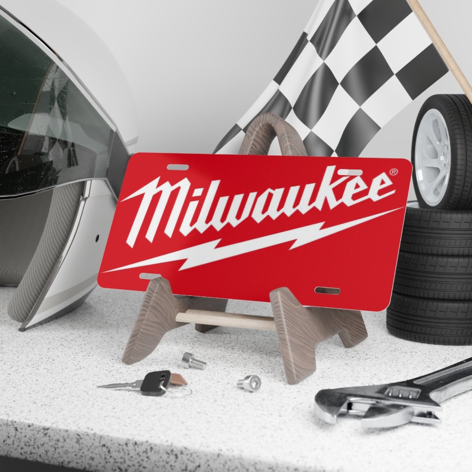 Red Milwaukee Vanity Front License Plate, Other Color Options, Metal ...
