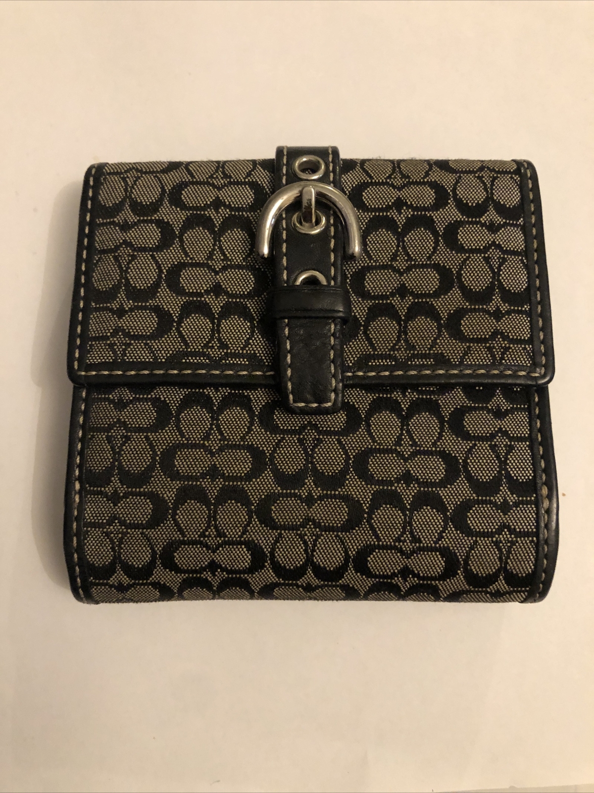 Coach Womens Bifold Wallet Black Signature Logo Snap … - Gem