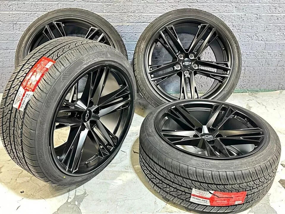20x10 20x11 CAMARO ZL1 SATIN BLACK WHEELS RIMS 5x120 Tires SS RS Z28 ...