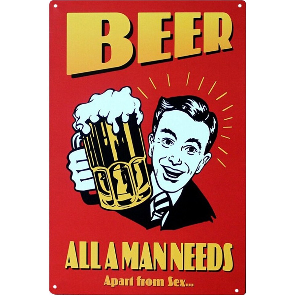 Drink Beer Metal Plate Tin Sign Plaque Poster Wall Art for Bar Club ...