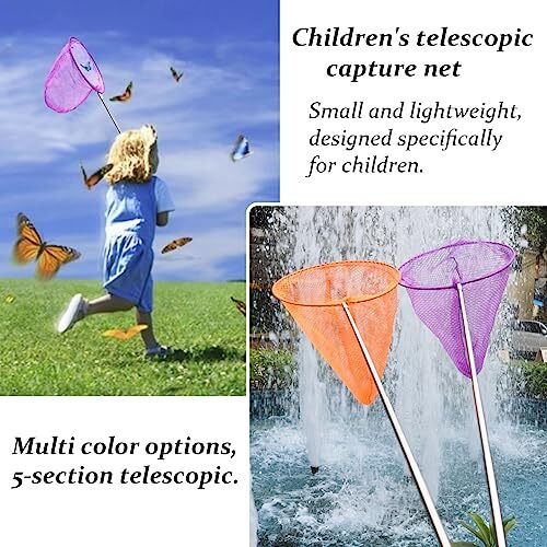 2 Pack Insect Catching Nets, Telescopic Stainless Steel Pole, Fishing ...