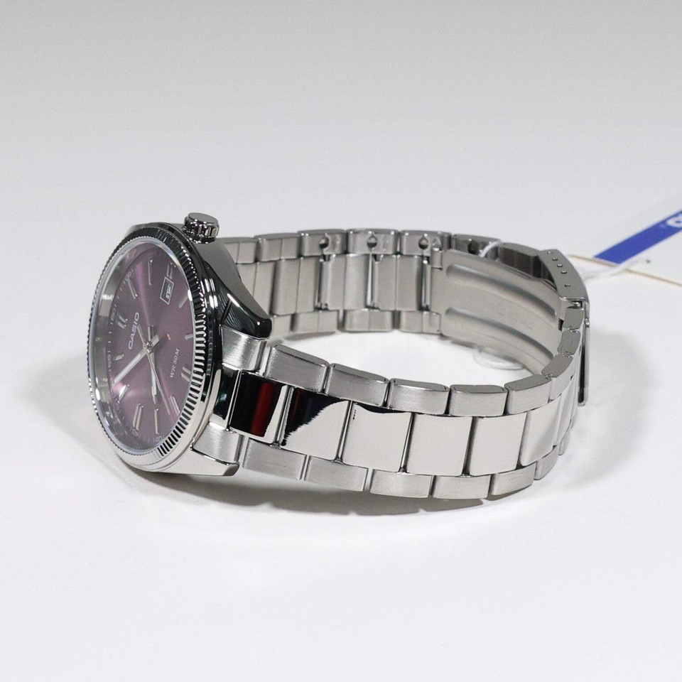 Casio Mens Vintage Purple Dial Stainless Steel Watch MTP-1302PD-6AVEF | eBay