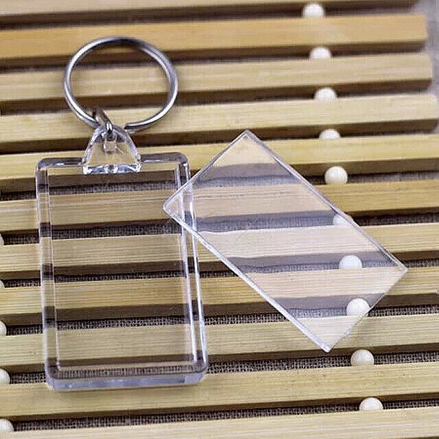 5 PCS 27x20MM ACRYLIC CLEAR KEYRINGS PHOTO SIZE CRAFT PICTURES BLANK ...