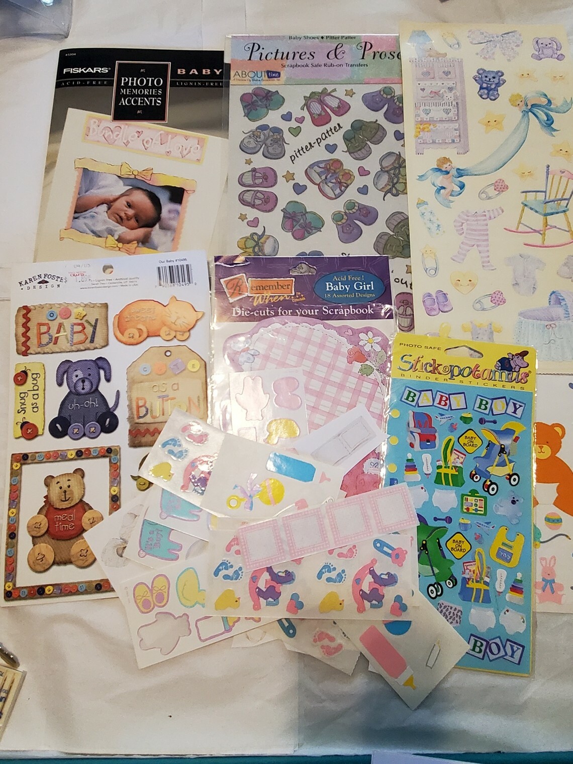 Baby Infant Scrapbooking Stickers Lot of 7+ Fiskars Sandylion ...