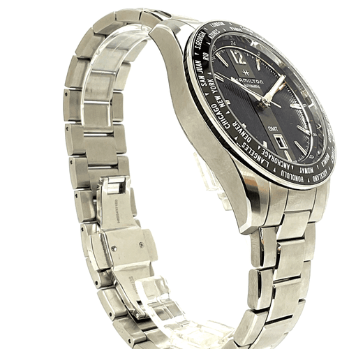 N Hamilton Broadway Gmt H43725131 Stainless Silver Color Black Dial Men ...