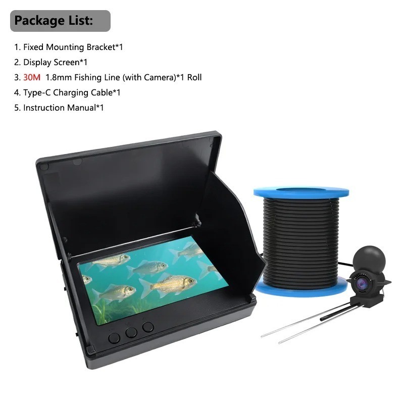 Underwater 1080P Fishing Camera 4.3" LCD Fish Finder Depth Finder Night ...