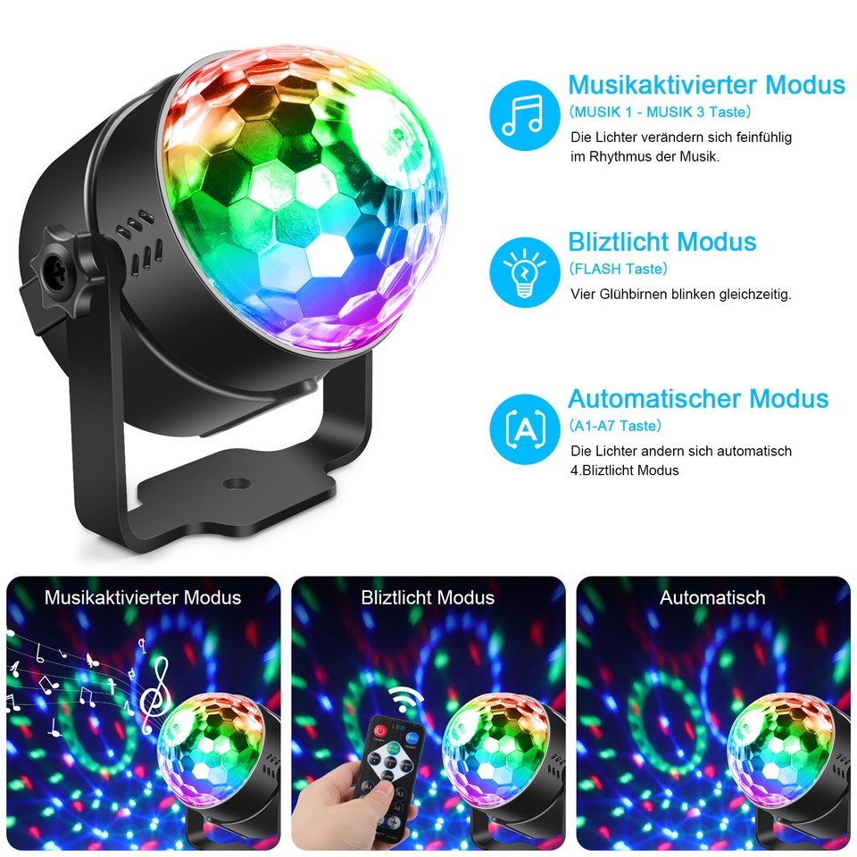 Halloween USB Party Magic Disco Ball Light RGB Rotating DJ Stage Lights ...