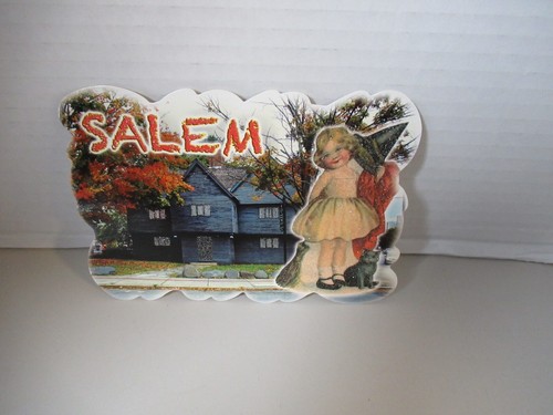 Die Cut Glitter Halloween Post Card Salem Mass. NEW GIRL Pumpkins | eBay