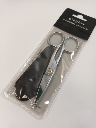 Gingher 5" Knife Edge Craft Scissors G-5C Hot Drop Forged Leather Case ...