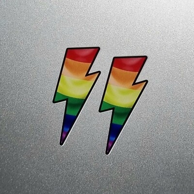 2x LGBT Gay Pride Flag Lightning Bolt Vinyl Sticker Decal For Car Van ...