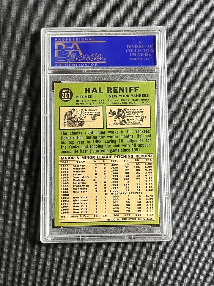 1967 Topps #201 Hal Reniff Yankees PSA 8 NM-MT | eBay
