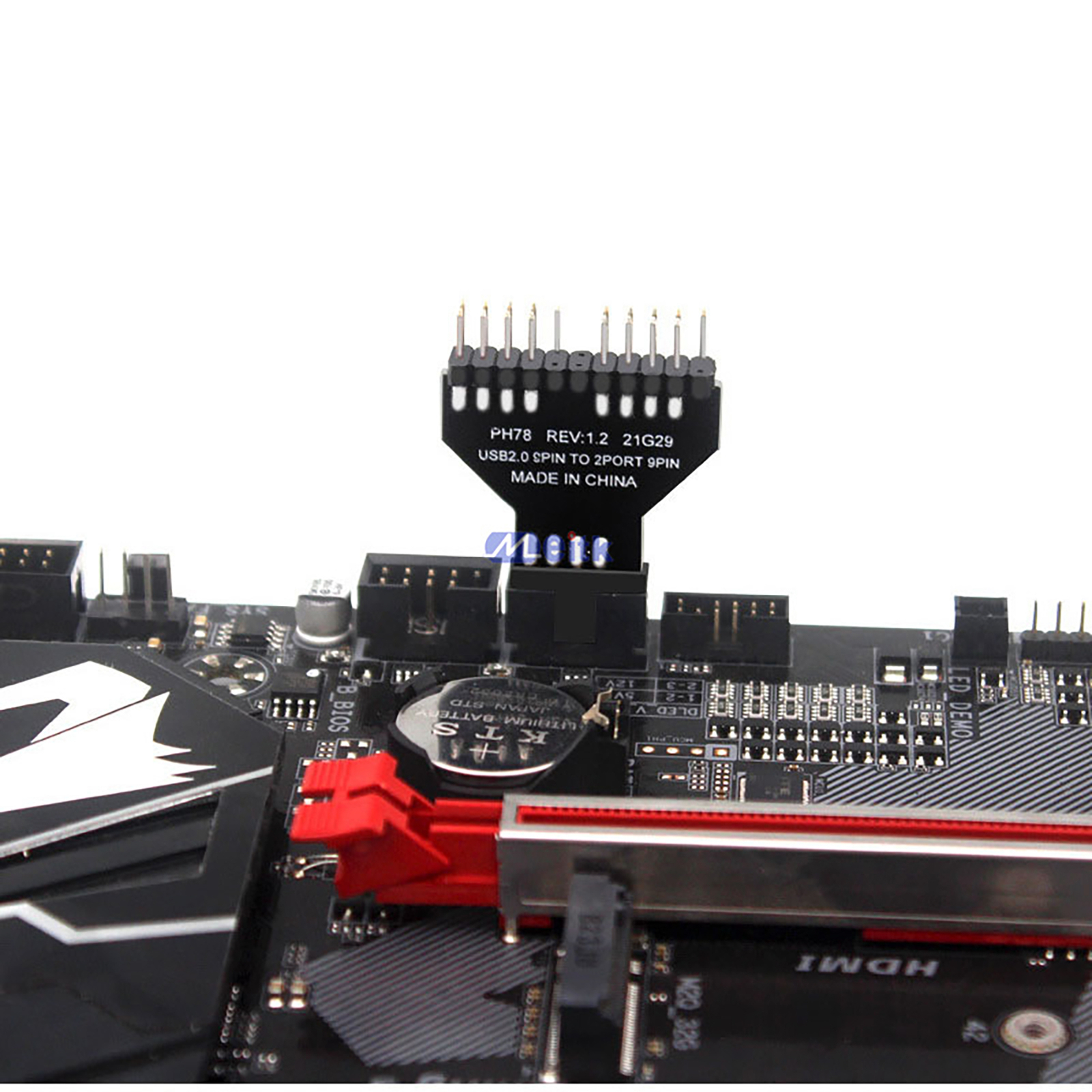 USB2.0 9Pin to 2x 9Pin Splitter Board Motherboard USB Hub for RGB Lamp ...