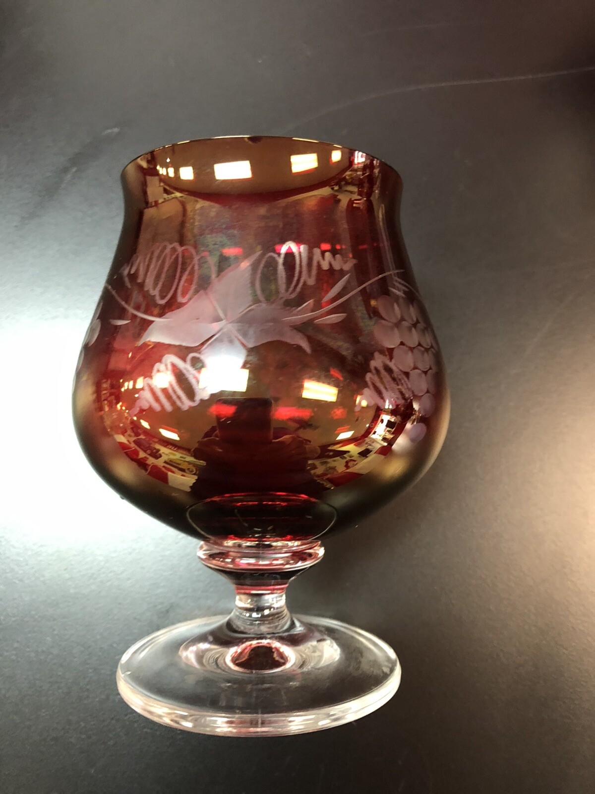 Ruby red etched Brandy snifters Set Of 6 | eBay