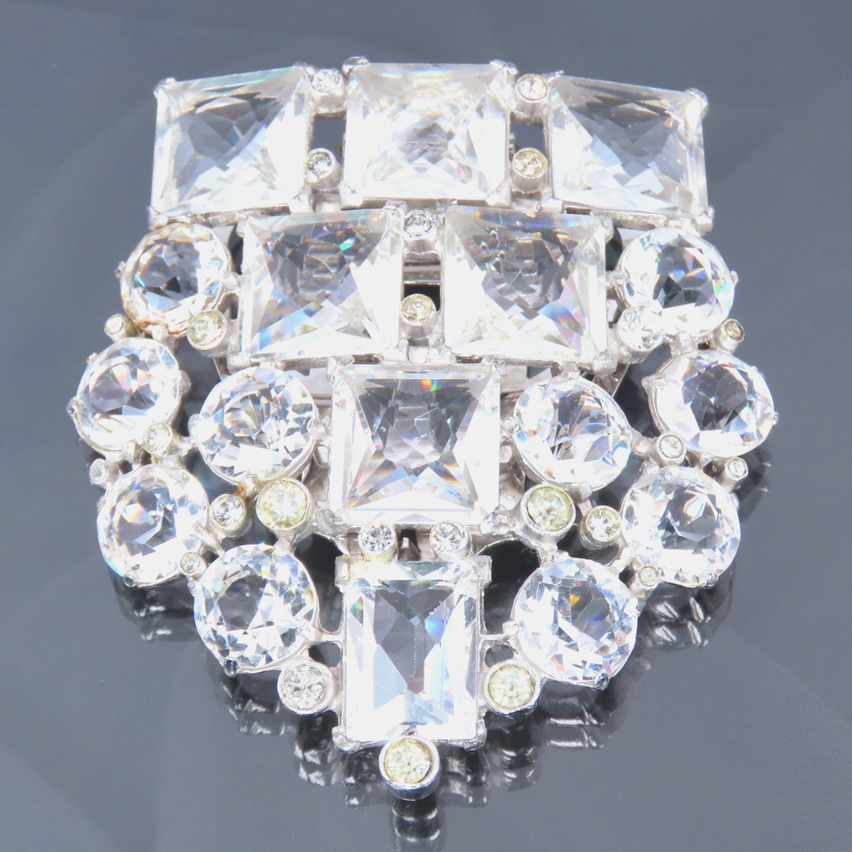 Huge Stunning Vintage Open Back Non-Foiled Multi-Faceted Rhinestone ...