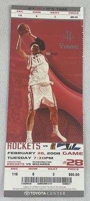 NBA 2008 02/26 Washington Wizards at Houston Rockets Ticket-Luis Scola ...