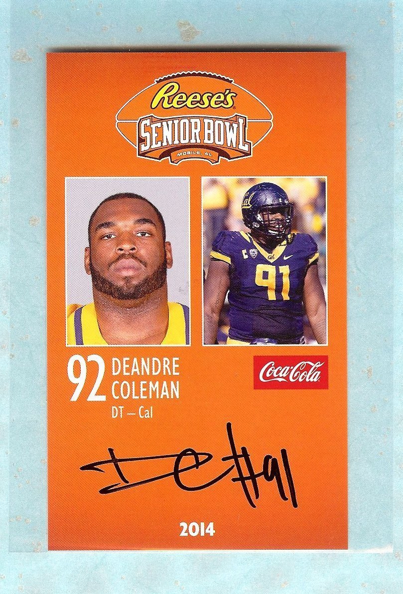 DEANDRE COLEMAN 2014 SENIOR BOWL AUTOGRAPH CALIFORNIA CAL GOLDEN BEARS ...