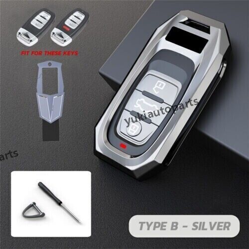 Silver Luxury Zinc Alloy Remote Key Fob Case Cover For Audi A3 A4 A5 A6 ...
