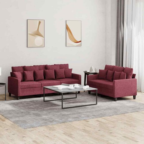 Ensemble de canap s 2 pcs avec coussins Rouge bordeaux Tissu 8721012066373 | eBay