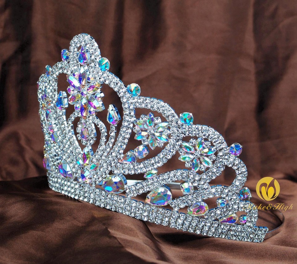 Beauty Contestant AB Crystal Tiara 4.5" Pageant Crown Wedding Prom ...
