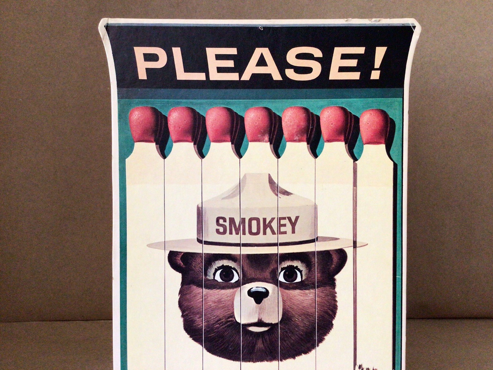 SMOKEY THE BEAR ORIGINAL 1963 MATCHBOOK STAND UP CARDBOARD COUNTER ...