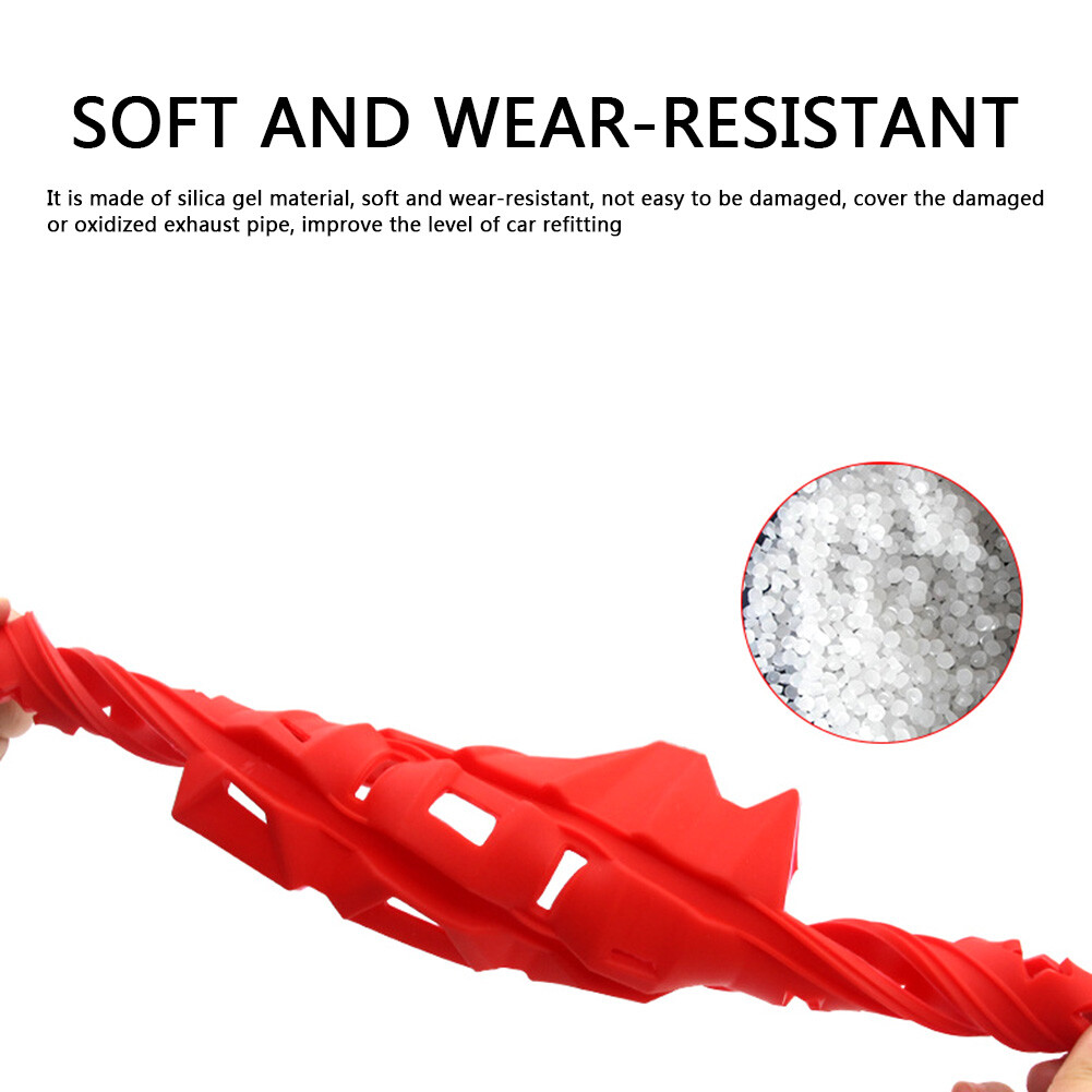 Silicone Round Oval Exhaust Muffler Protector Cover for Motocross (Red ...