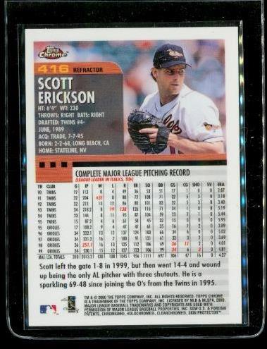 2000 TOPPS CHROME Refractor Baseball Card #416 SCOTT ERICKSON Baltimore ...