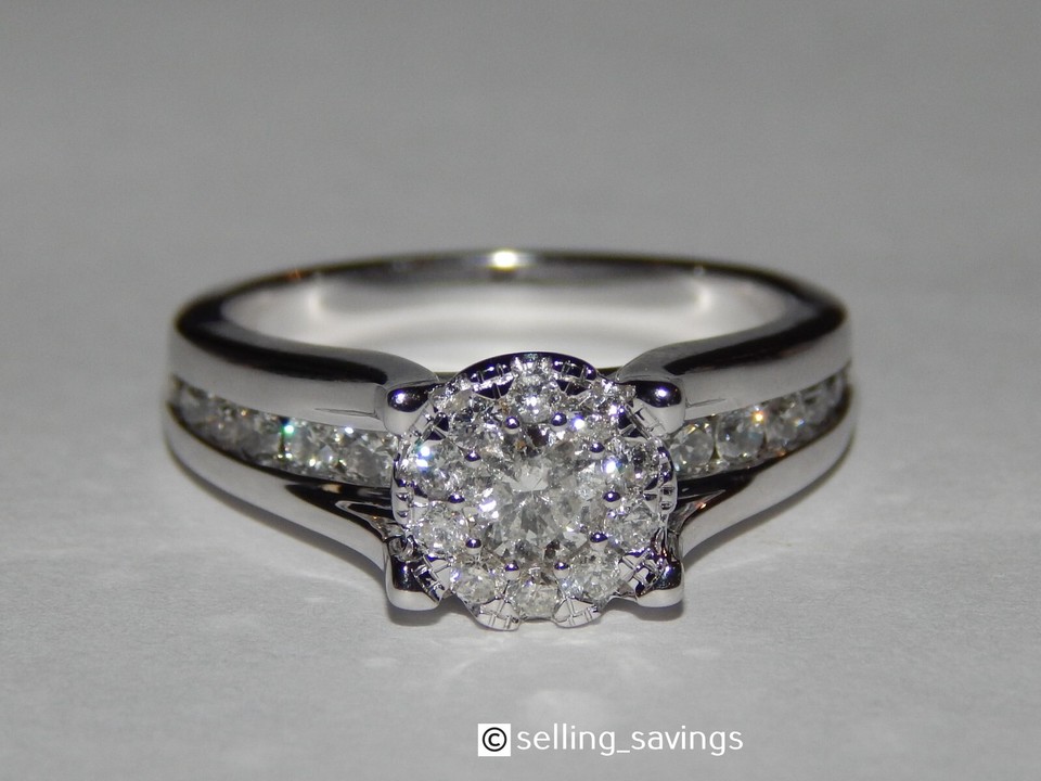 14K WHITE GOLD EFFY DIAMOND BOUQUET HIGH SETTING RING " GRAND SPARKLE ...