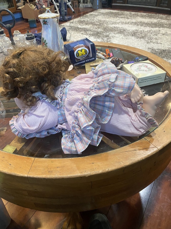 Vintage Porcelain Doll Brunette Baby Dill | eBay