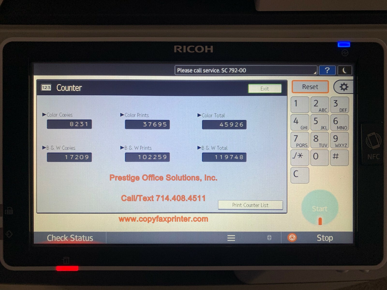Ricoh MP C6004ex Color Copier Printer Scanner. Meter Count only 165k ...