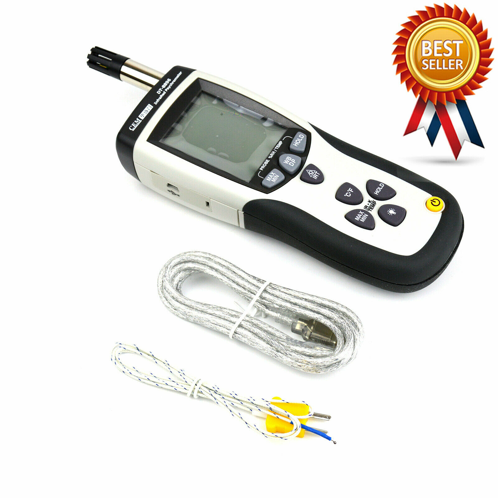 CEM DT-8896 Psychrometer with InfraRed Thermometer Triple Digital LCD ...