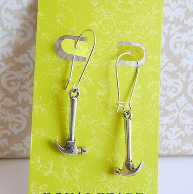Hammer Tool Carpenter Carpentry Construction Theme Earrings Silver ...