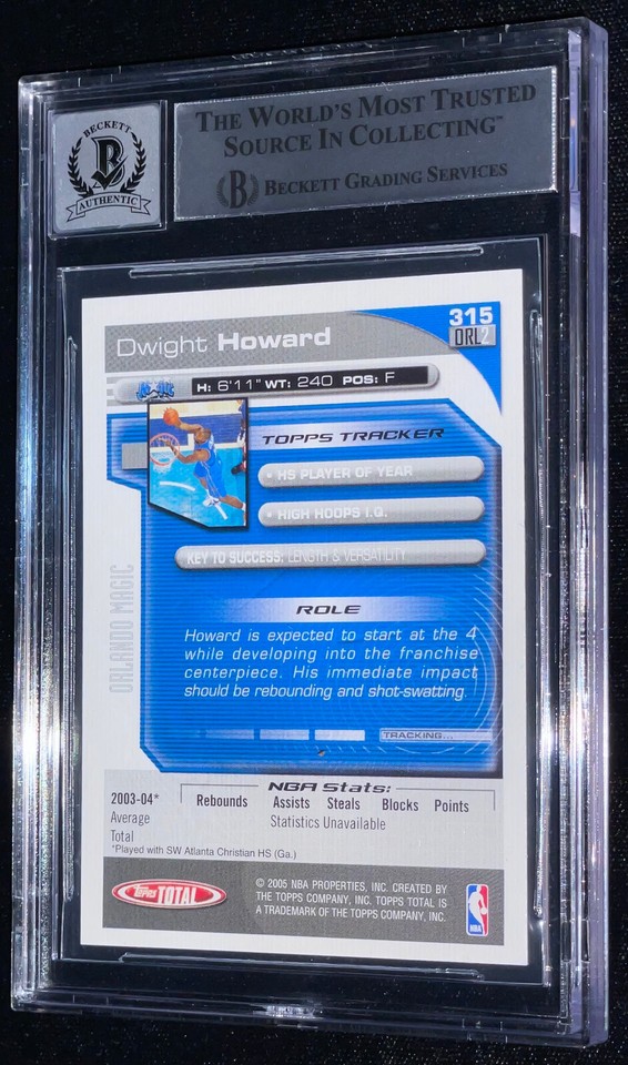Dwight Howard 2004-05 Topps Rookie Card Signed Autographed (RC) BECKETT ...