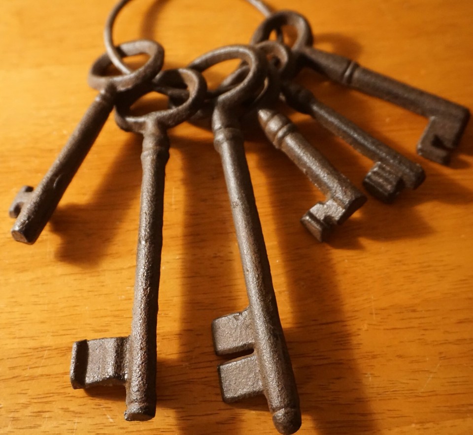 Jailor Pirate Skeleton Keys Ring Rustic Antique Black Cast Iron Old ...