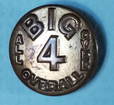 Bb BIG 4 ALL OVERALL Antique Wobble Shank Overall BUTTON 13/16" | eBay