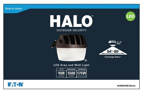 Eaton Halo Bronze Outdoor LED Area Dusk to Dawn Security Light ...