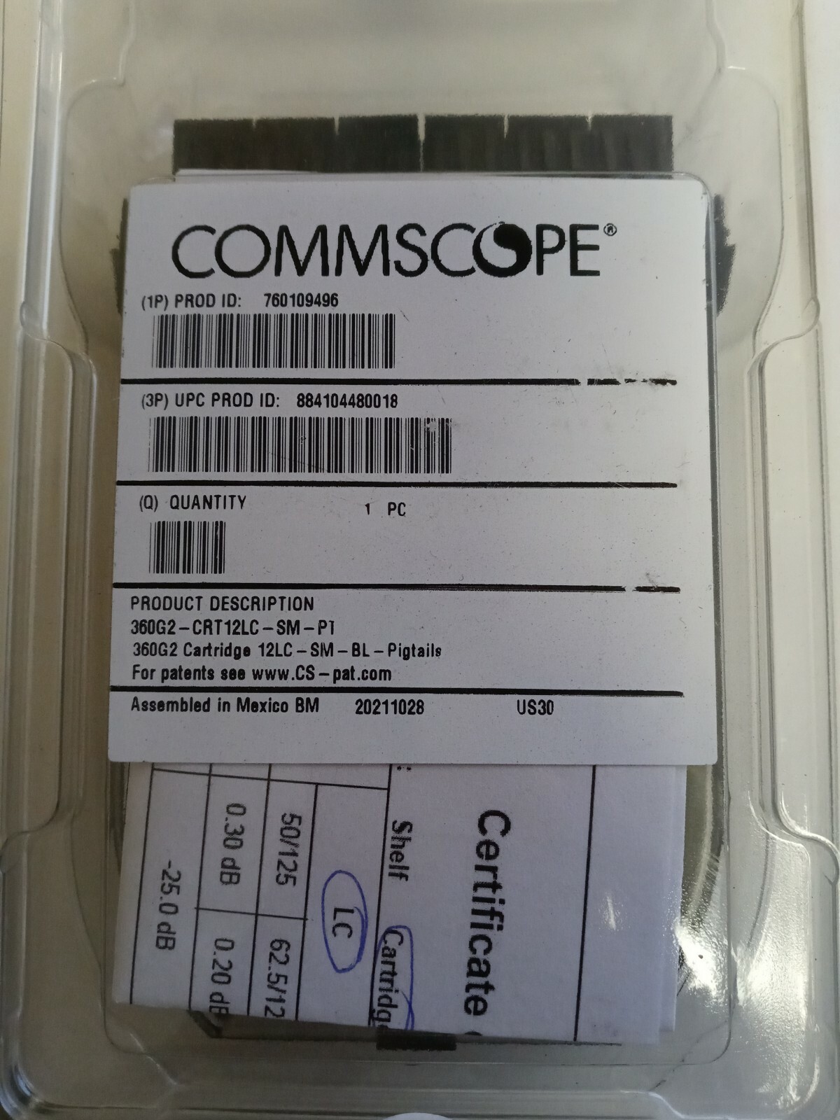 NEW CommScope - 760109496 | 360G2 Cartridge 12-LC-SM-BL-PIGTAILS ...