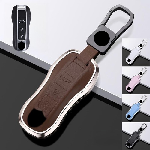 Alloy Leather Car Key Fob Case Cover For Porsche Cayenne Panamera ...