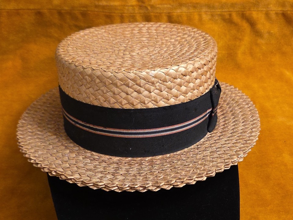Buckingham Princeton Straw Boater Hat Size 7 1/4 Vintage 1950-1960s | eBay