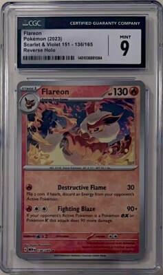 FLAREON CGC 9 2023 POKEMON SCARLET AND VIOLET BASIC REVERSE HOLO BASE ...