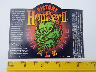 BEER Bottle LABEL ~ ~ VICTORY Brewing Co HopDevil India Pale Ale ...